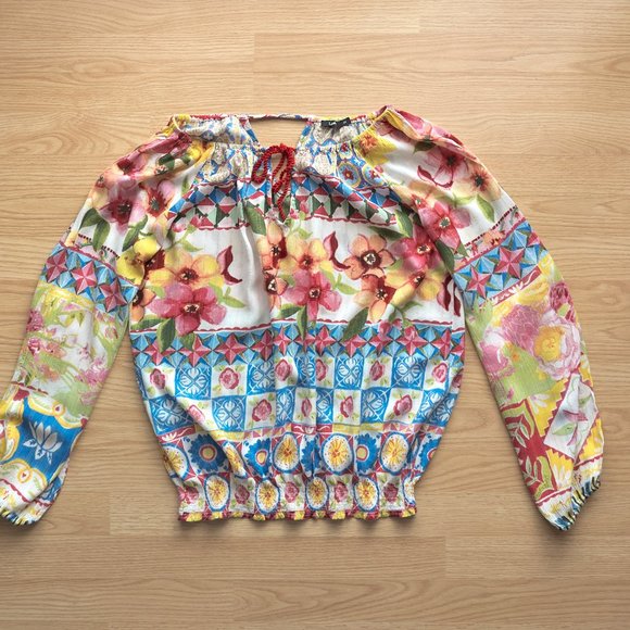 Desigual | Tops | Desigual Colorful Pattern Blouse Top Size M | Poshmark